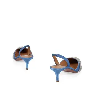 AQUAZZURA Gatsby 50mm Slingback Pumps With Crystal Embellishment - Blue