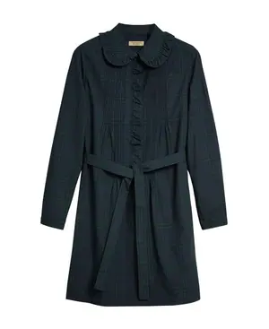 Burberry Plaid Long Sleeve Dress With Logo Detail - Black