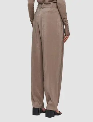 JOSEPH Tarn Pleated Silk-blend Drill Wide-leg Pants