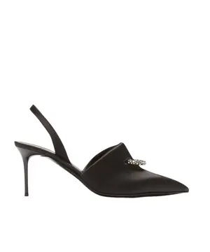 Balmain Piercing Detailed Satin Slingback Pumps