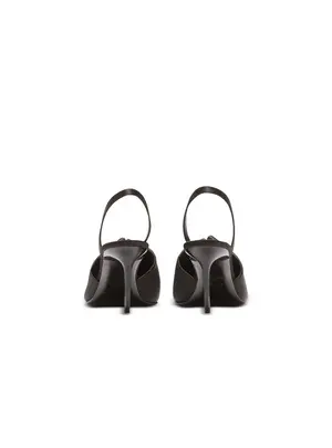 Balmain Piercing Detailed Satin Slingback Pumps