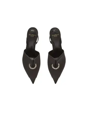 Balmain Piercing Detailed Satin Slingback Pumps