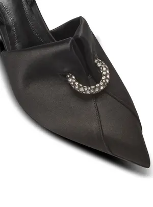 Balmain Piercing Detailed Satin Slingback Pumps