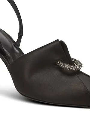 Balmain Piercing Detailed Satin Slingback Pumps