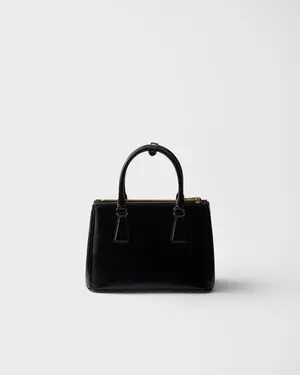 Prada Galleria Small Patent Saffiano Leather Bag - Black