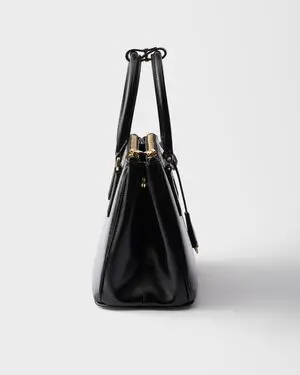 Prada Galleria Small Patent Saffiano Leather Bag - Black