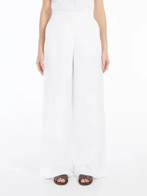 Max Mara Viscose And Linen Canvas Trousers - White