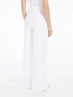 Max Mara Viscose And Linen Canvas Trousers - White