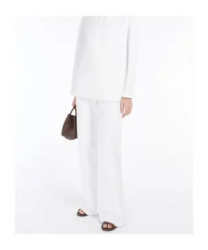 Max Mara Viscose And Linen Canvas Trousers - White