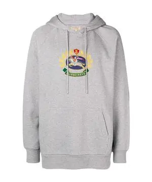 Burberry Embroidered Logo Hooded Sweater - Gray