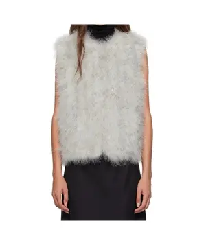YVES SALOMON Cropped Feather Vest - Green