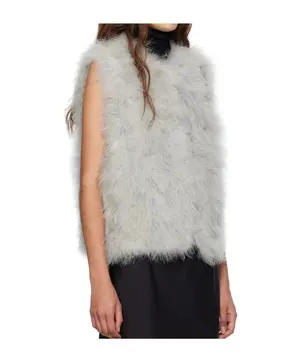 YVES SALOMON Cropped Feather Vest - Green