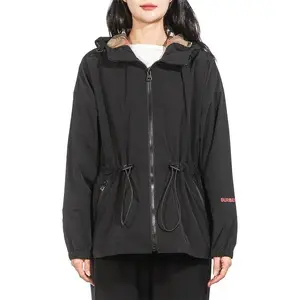Burberry Lightweight Zip-up Jacket With Drawstring Hood And Waist - Black