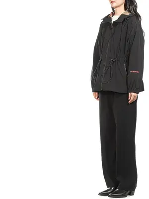 Burberry Lightweight Zip-up Jacket With Drawstring Hood And Waist - Black