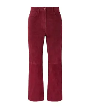 JOSEPH Duke Cropped Suede Straight-leg Pants - Red