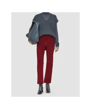 JOSEPH Duke Cropped Suede Straight-leg Pants - Red