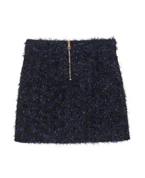 Balmain Tweed Skirt With Gold Button Detail - Black