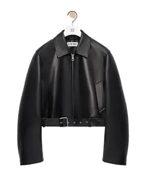 Loewe Belted Leather Jacket - Black