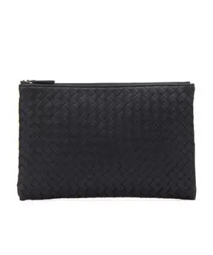 Bottega Veneta Intrecciato Weave Zip Pouch - Black
