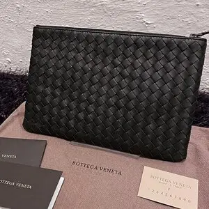 Bottega Veneta Intrecciato Weave Zip Pouch - Black