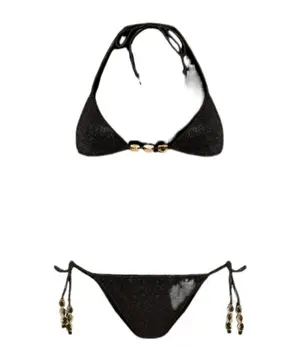 Oseree Glitter Detailing Triangle Bikini - Black