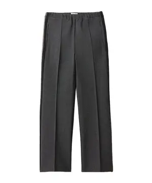 Miu Miu Straight Leg Knit Pants With Embroidered Logo - Anthracite Gray