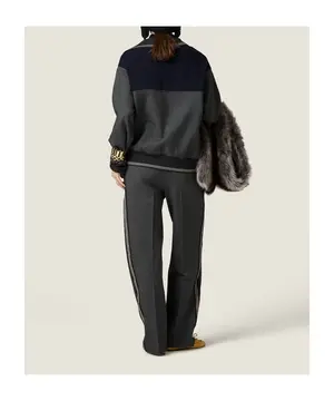 Miu Miu Straight Leg Knit Pants With Embroidered Logo