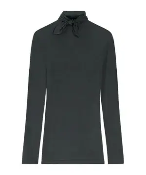 LEMAIRE Long Sleeve Top With Integrated Scarf - Coal