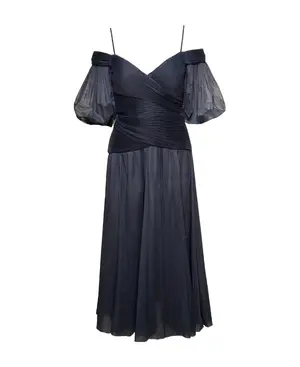 Zimmermann V-neck Dress With Draped Bodice And Pleated Skirt - No