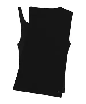 COURREGES Asymmetrical Ribbed Tank Top With Shoulder Opening
