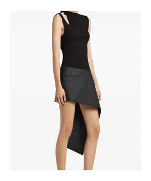 COURREGES Asymmetrical Ribbed Tank Top With Shoulder Opening