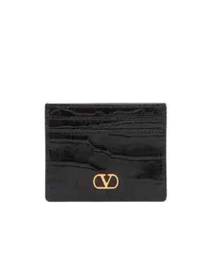 Valentino Garavani Vlogo Detailed Cardholder - Black