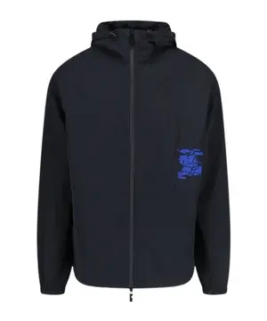 Burberry Logo Printed Zip-up Hoodie - Black