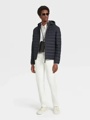 Zegna Hooded Padded Jacket - Navy Blue