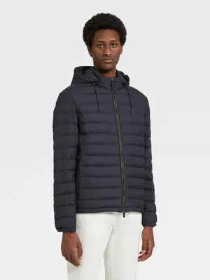 Zegna Hooded Padded Jacket - Navy Blue