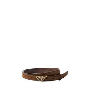 Prada Prada Suede Logo Belt Cocoa Brown