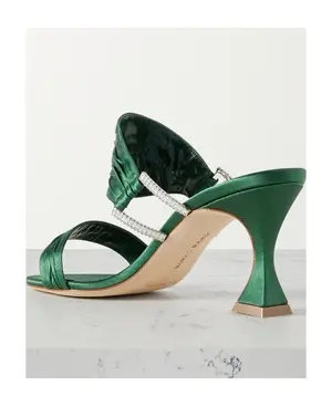 Manolo Blahnik Open-toe Embellished Heeled Sandals - Green