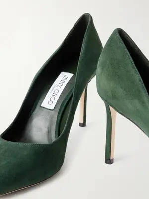 JIMMY CHOO Romy Suede Pointed-toe Pumps - Green