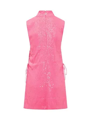 ROTATE BY BIRGER CHRISTENSEN Side Rope Sequined High-neck Dress