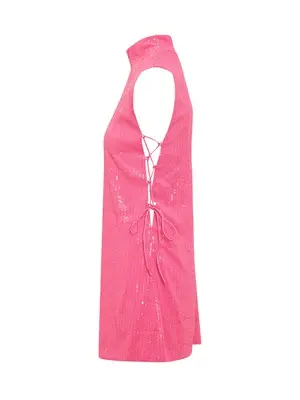 ROTATE BY BIRGER CHRISTENSEN Side Rope Sequined High-neck Dress