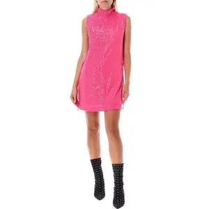 ROTATE BY BIRGER CHRISTENSEN Side Rope Sequined High-neck Dress