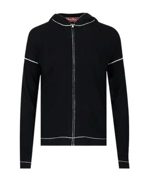 Max Mara Hooded Zip-up Cardigan With Contrast Piping