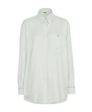Fendi Striped Silk Shirt With Embroidered Logo - No