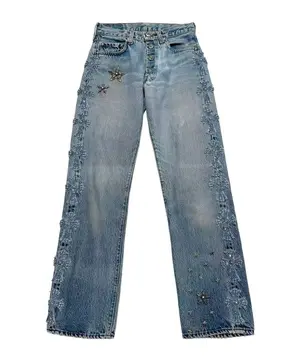 Chrome Hearts Belt Loop Jeans With Embellished Cross Motif