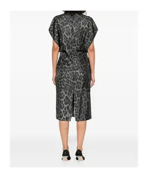 Stella McCartney Leopard Print V-neck Midi Dress