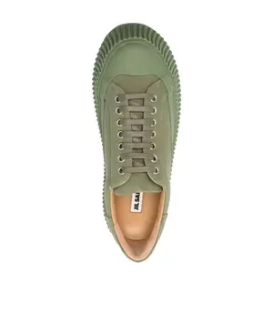 JIL SANDER Round Toe Lace-up Platform Sneakers - Green