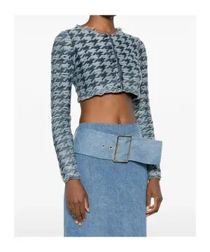 DIESEL® Houndstooth Knit Cropped Cardigan