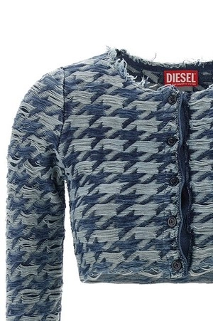 DIESEL® Houndstooth Knit Cropped Cardigan