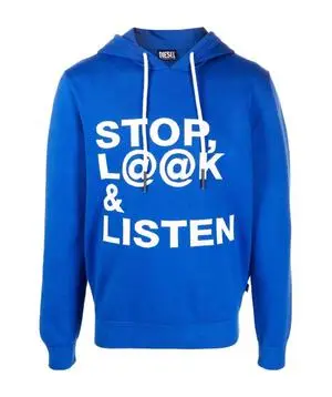 DIESEL® Slogan Printed Hooded Sweatshirt