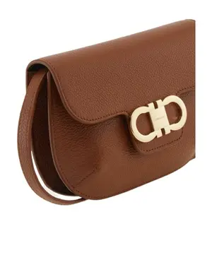 FERRAGAMO Gancio Lock Crossbody Bag - Cognac